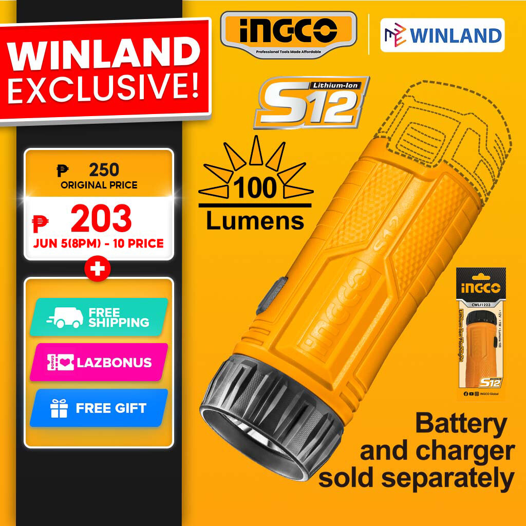 Ingco by Winland S12 Lithium-Ion Flashlight Emergency Light 12V Bare ...