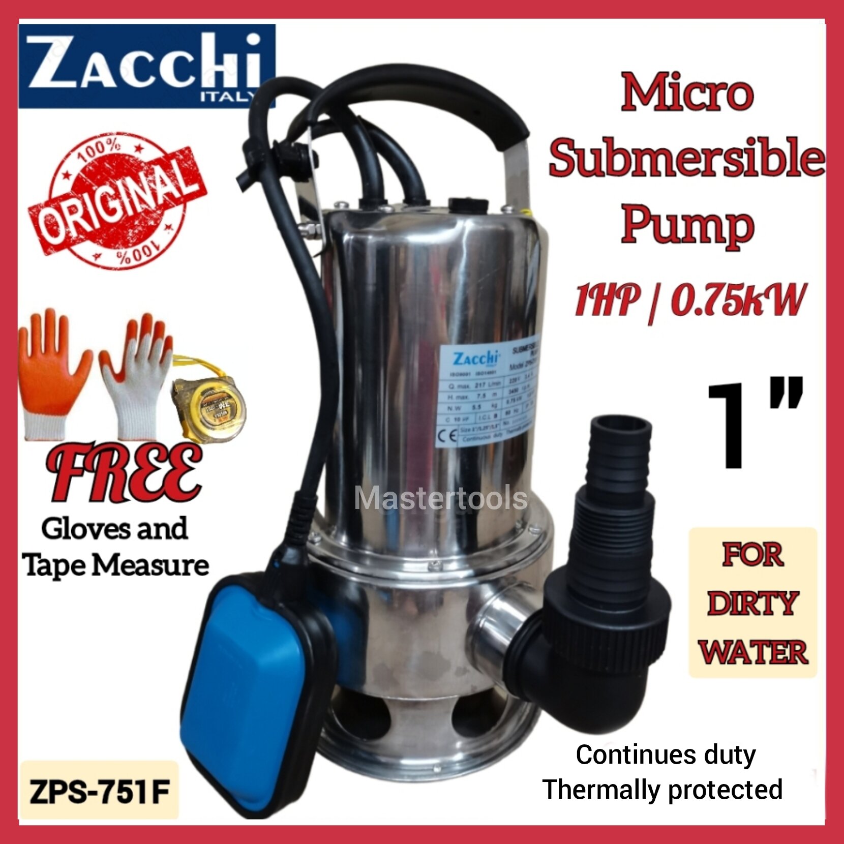 Zacchi Submersible Pump for Dirty Water 1HP (with Freebies) | Lazada PH