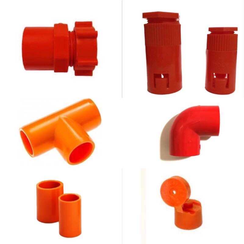 PVC electric Fittings Orange elbow tee Coupling male adaptor lock nut ...