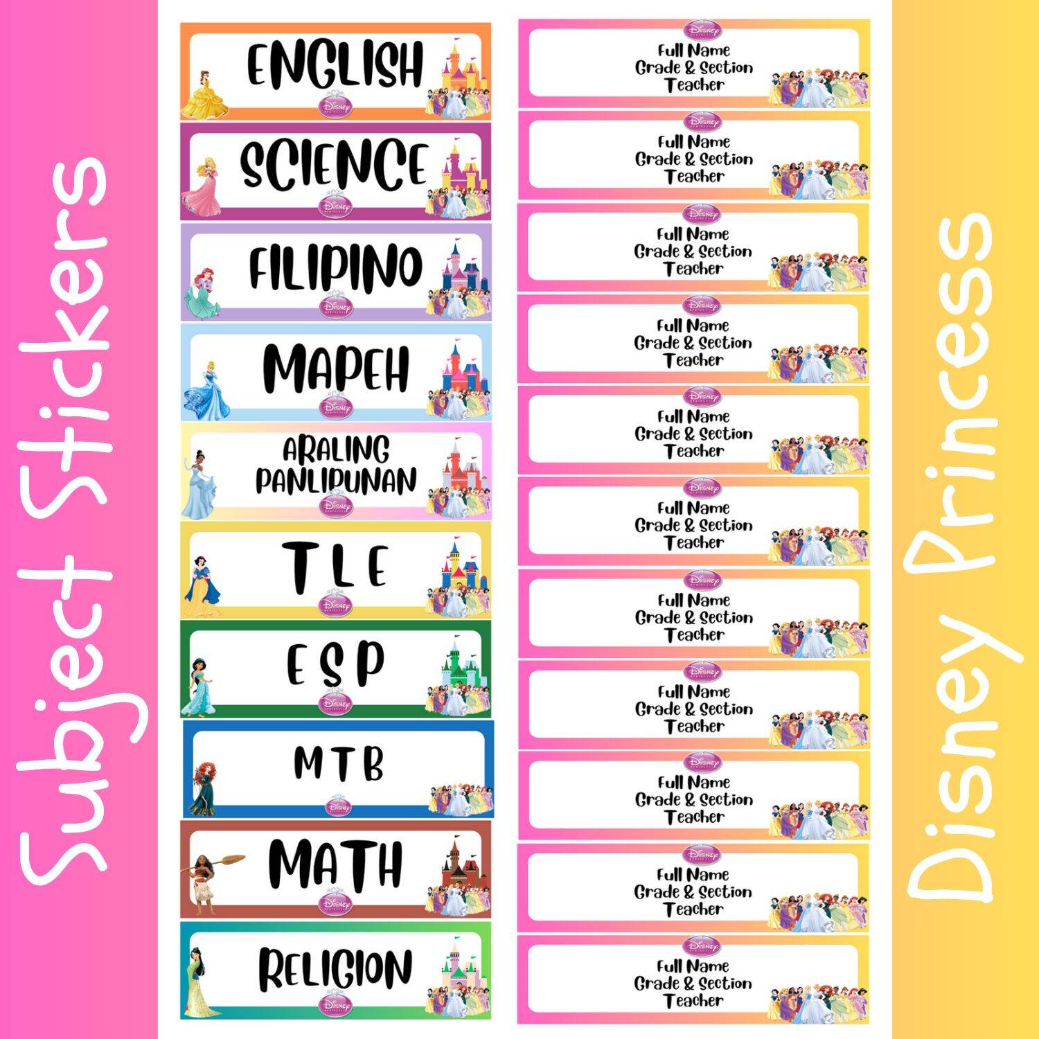 Subject Stickers Customized Name Grade Section Teacher | Lazada PH