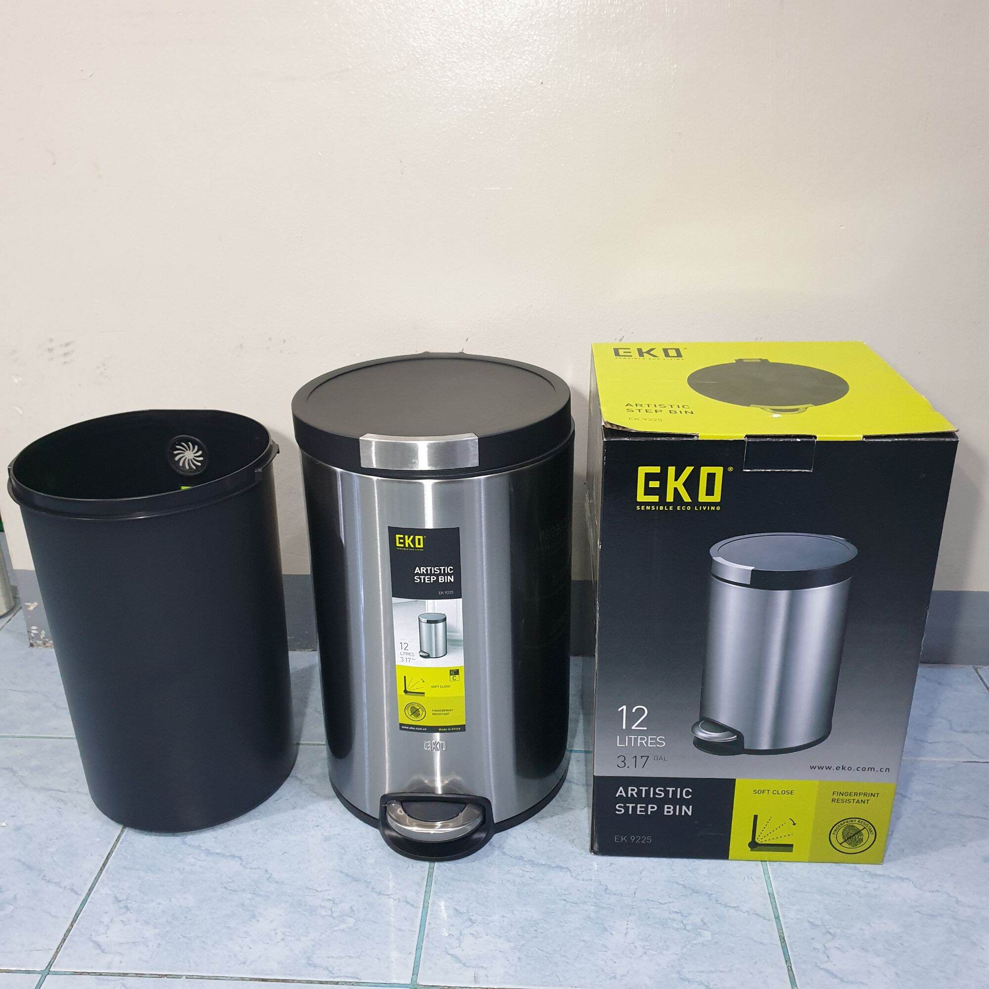 EKO STAINLESS TRASH BIN PEDAL BIN 5liters to 30Liters Original EKO ...