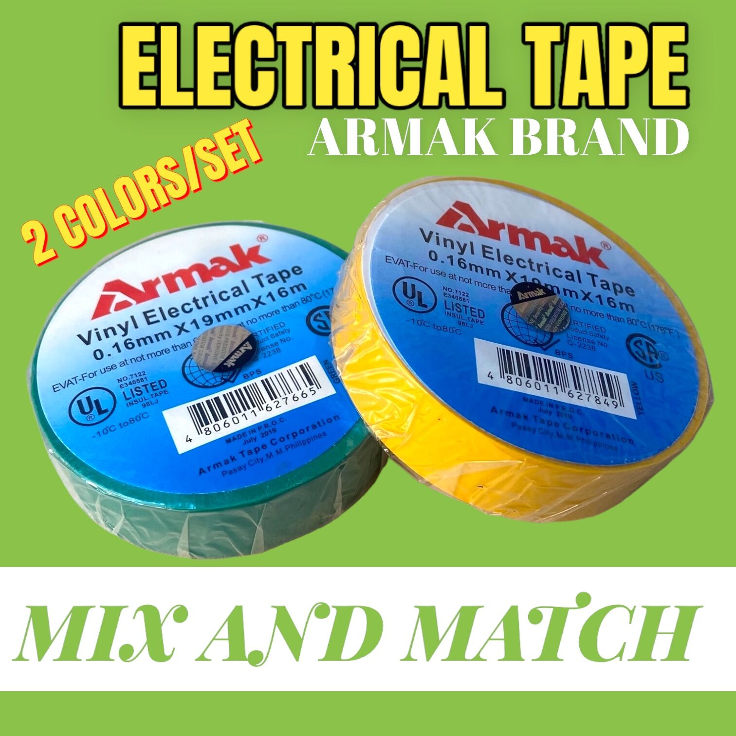 Electrical Tape Original Armak Brand LARGE SIZE(MIX AND MATCH)2colors ...