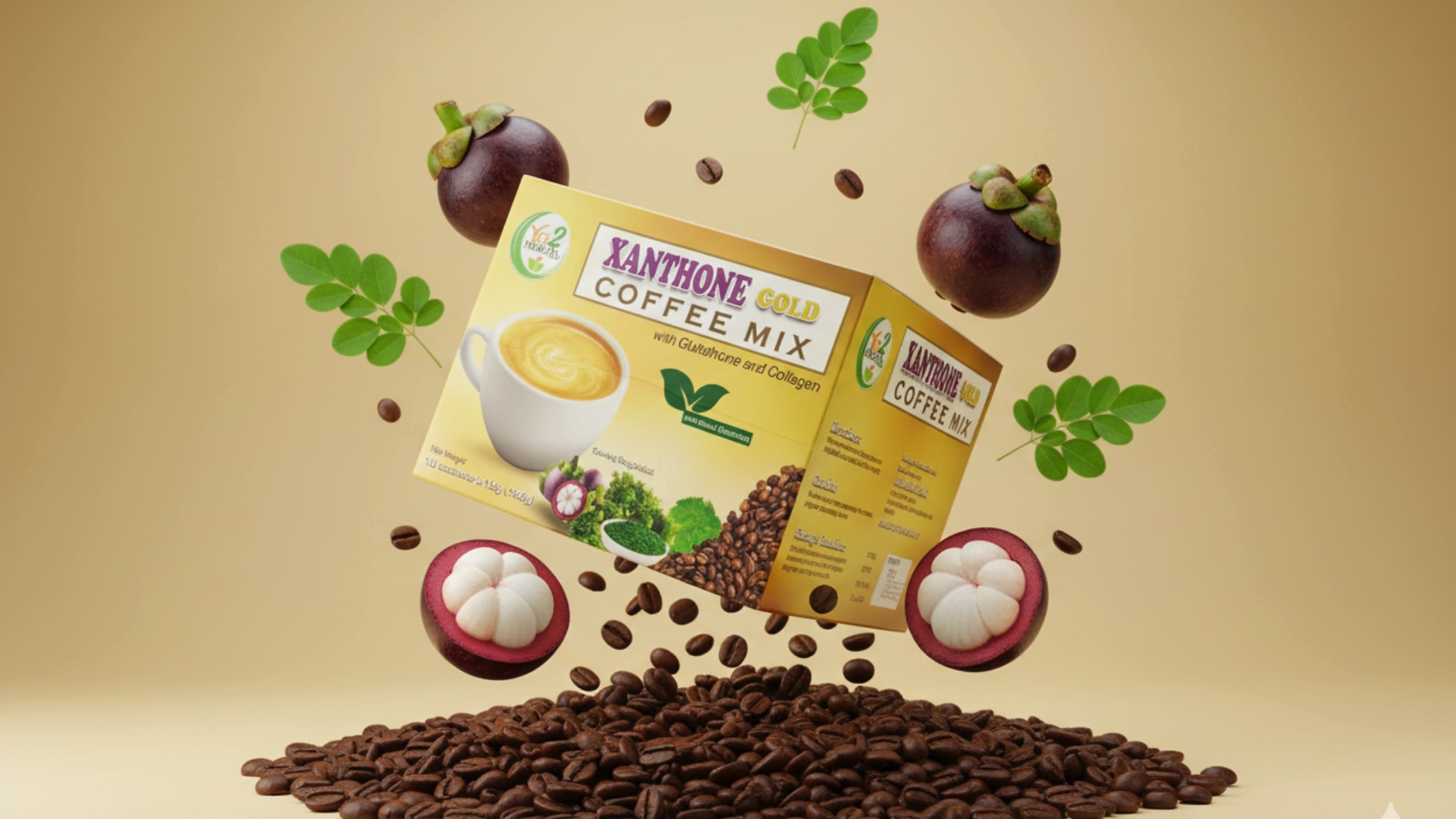 Yes2Health Xanthone Gold Coffee Mix w/ Glutathione & Collagen | Stevia ...