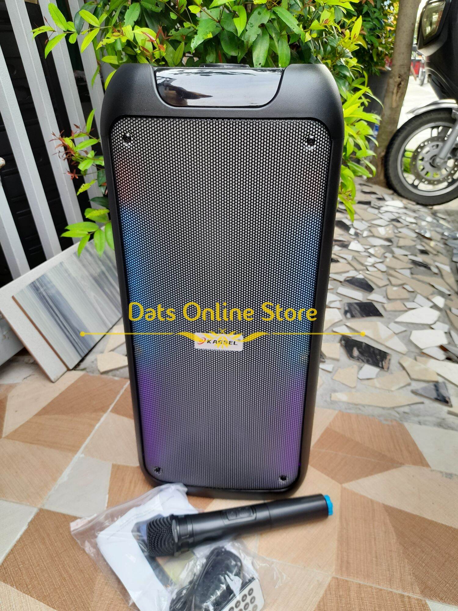 3 Mic/Guitar-In Dual 8" Bluetooth Karaoke Speaker w/ FREE Wireless Mic ...