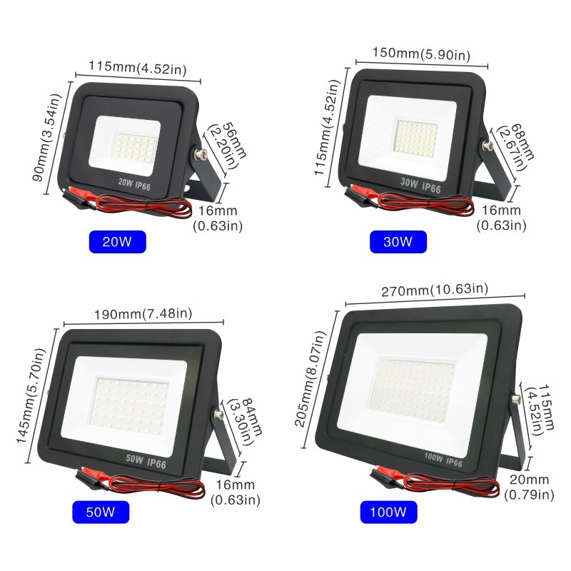 DC12V Led Flood Light 20W 30W 50W 100W Outdoor Floodlight Spotlight IP66 Waterproof Light ...