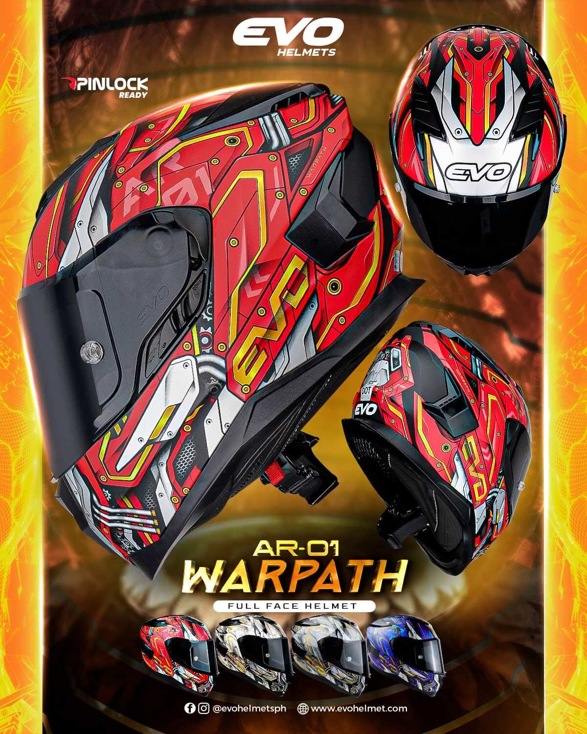EVO AR 01 WARPATH FULL FACE DUAL VISOR HELMET | Lazada PH