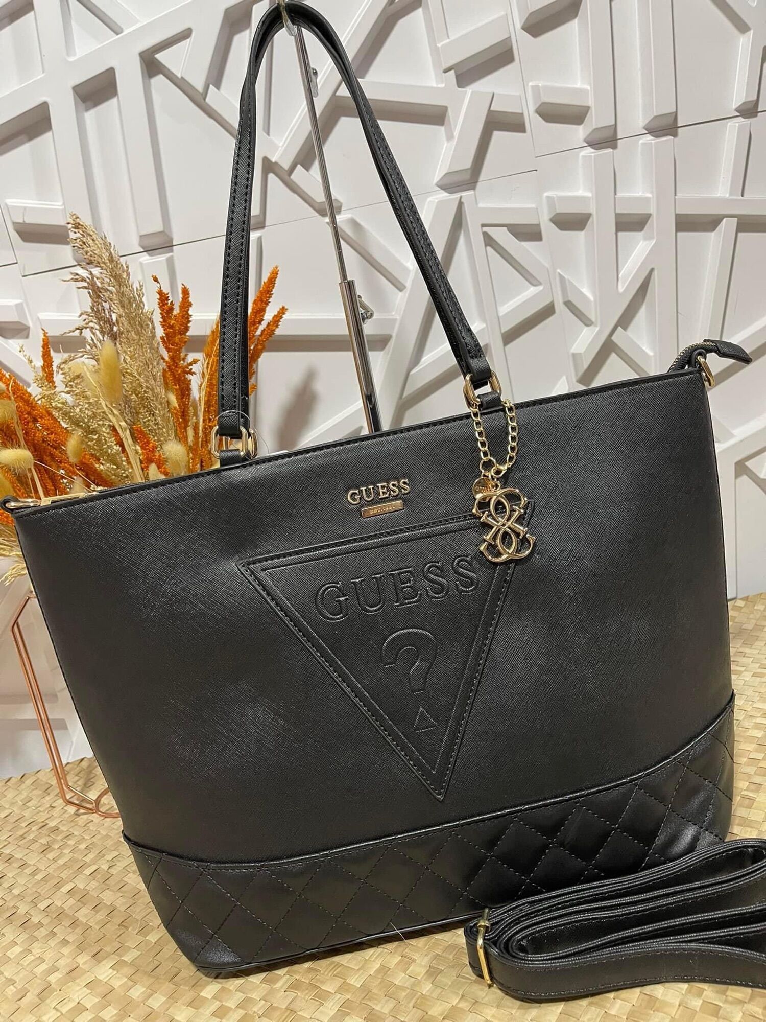 Original Guess Large Shoulder Bag Tote Bag with Sling Strap Office bag ...