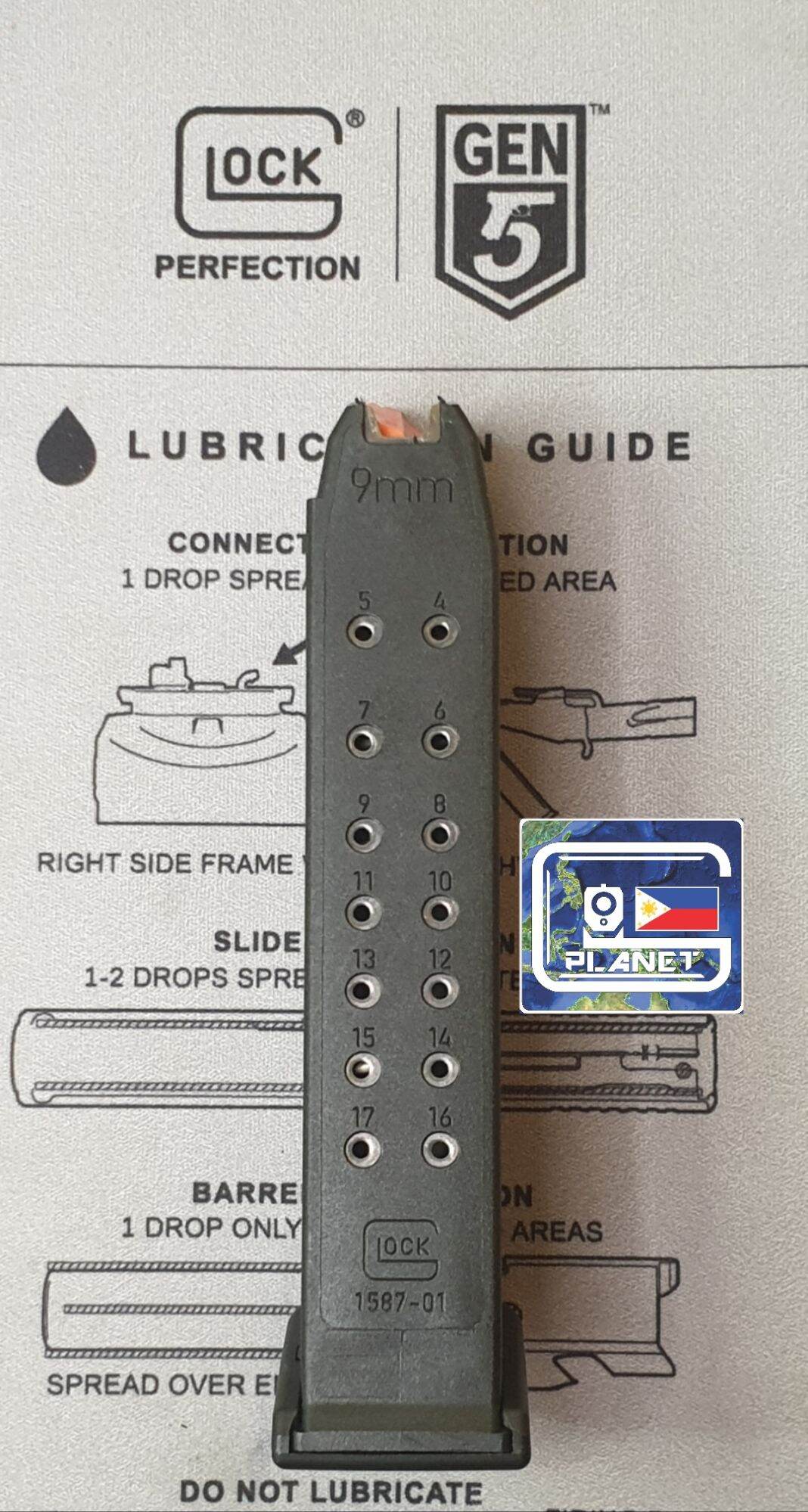 Original Glock 9mm 17 Rounder Flat Based Magazine G17 G19 G19x G45 G34 ...