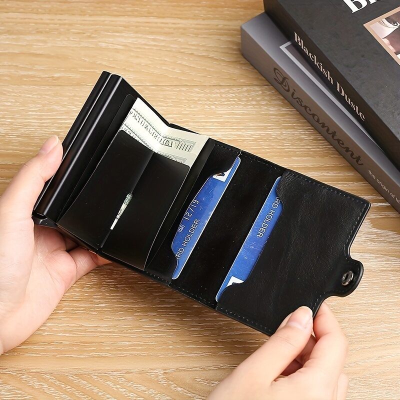 PU Lather Automatic Pop-up Card Clamp,Double Aluminum Alloy Credit Card ...