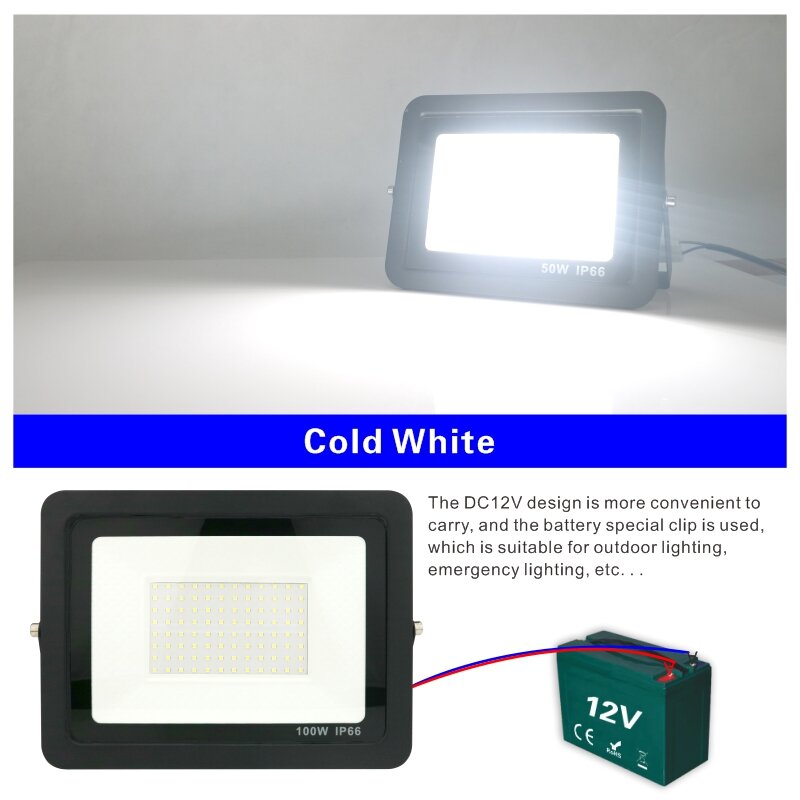 DC12V Led Flood Light 20W 30W 50W 100W Outdoor Floodlight Spotlight IP66 Waterproof Light ...