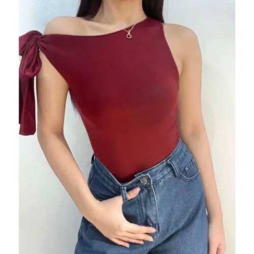 Fyang One Side Tie Basic Cotton Double Lining Stretchable Top For Women ...