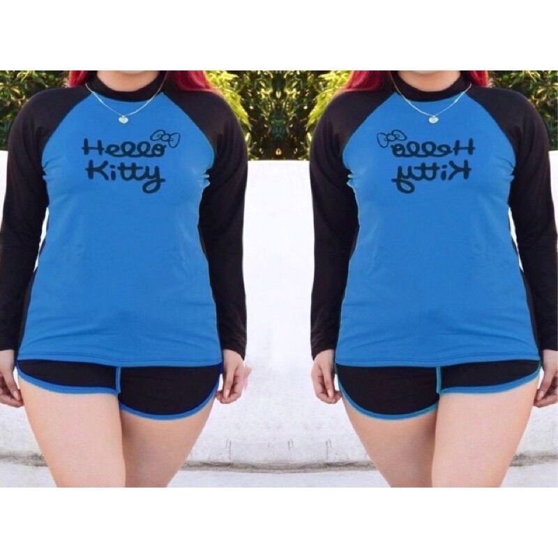 Plus size rash guard terno(top+short) rashguard swimwear cod | Lazada PH