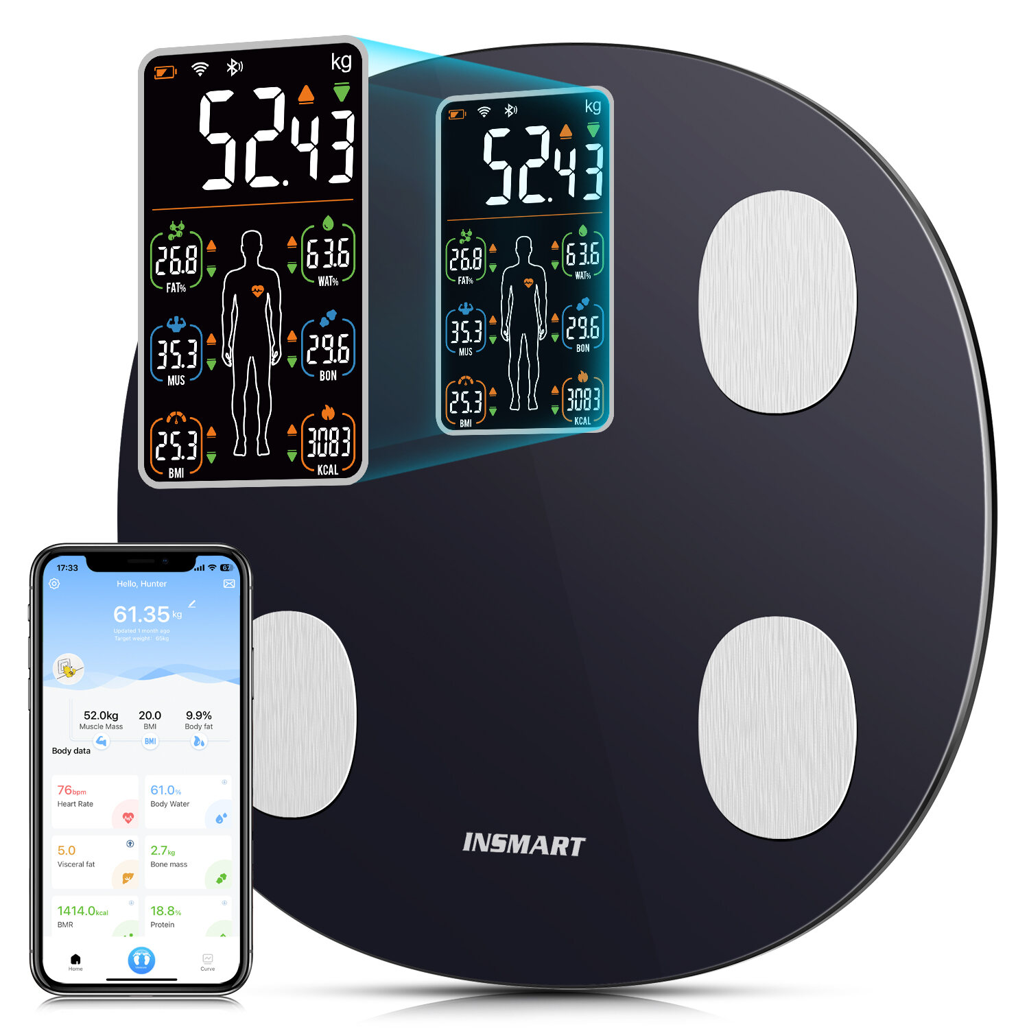 INSMART Body Weight Scale Balance Smart Scales with Screen Digital ...