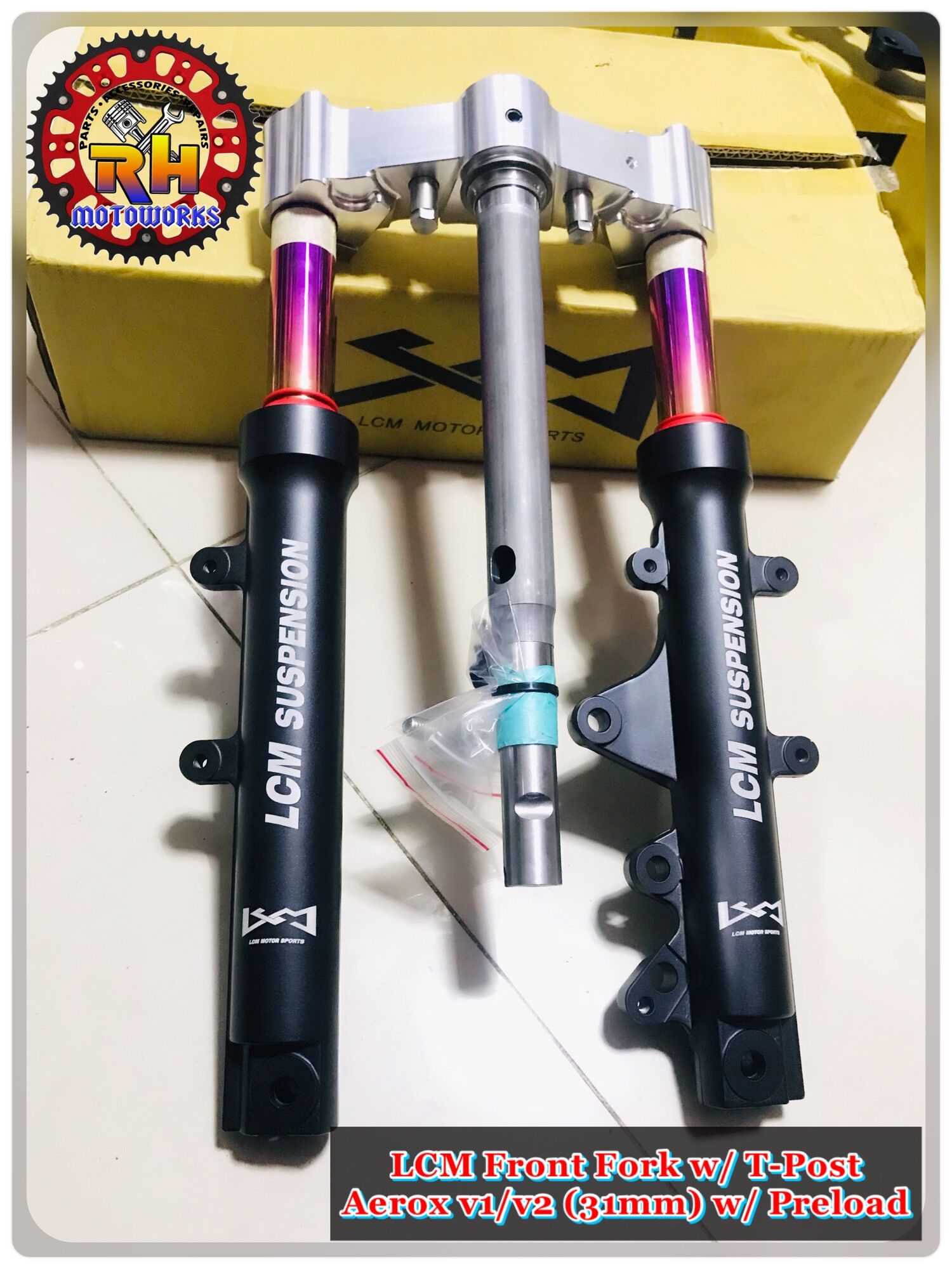 LCM Front Shock for Aerox w/ T-Post (31mm) with PRELOAD ADJUSTER ...
