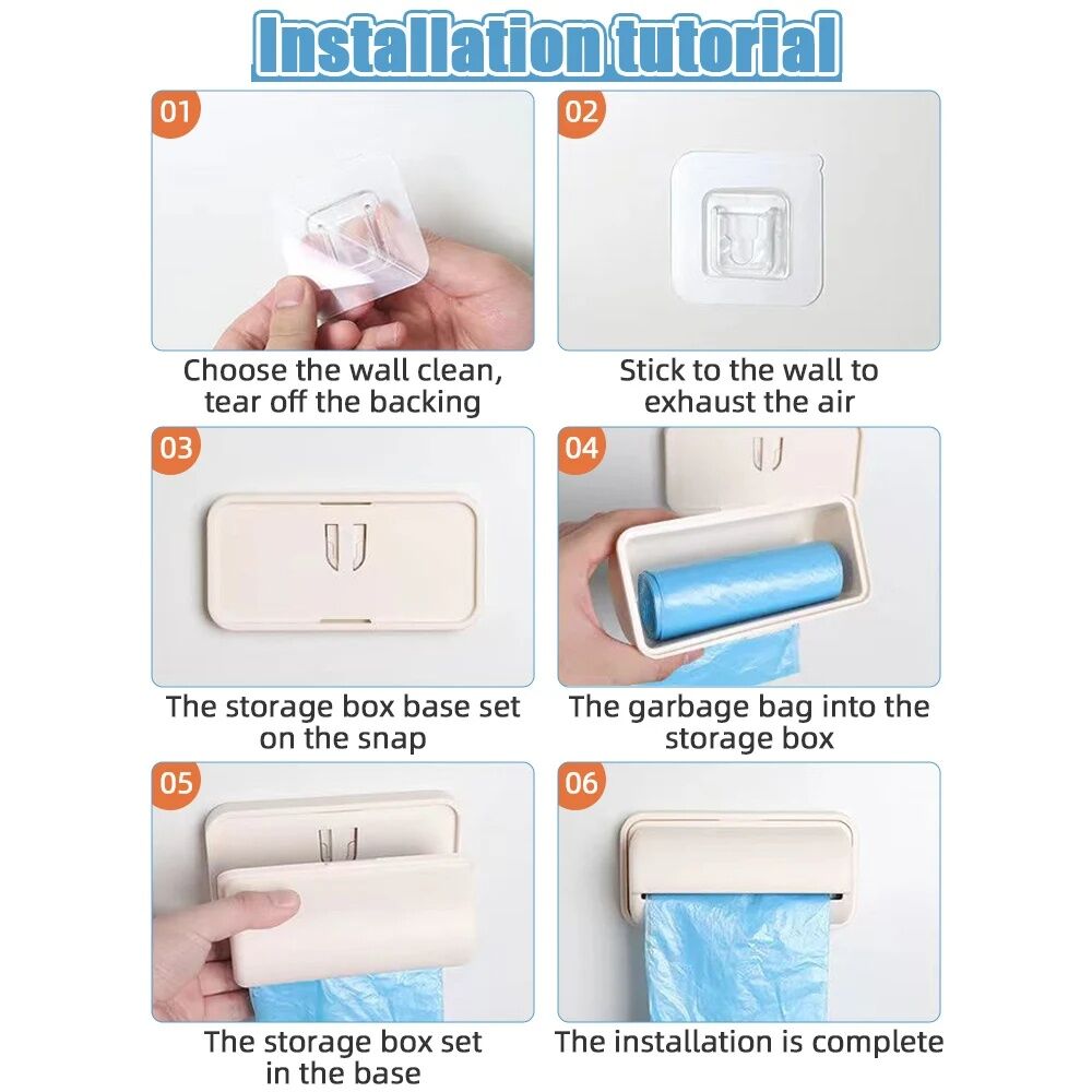 No Punching Bin Bag Dispenser Holder Wall-mounted Trash Bags Storage ...