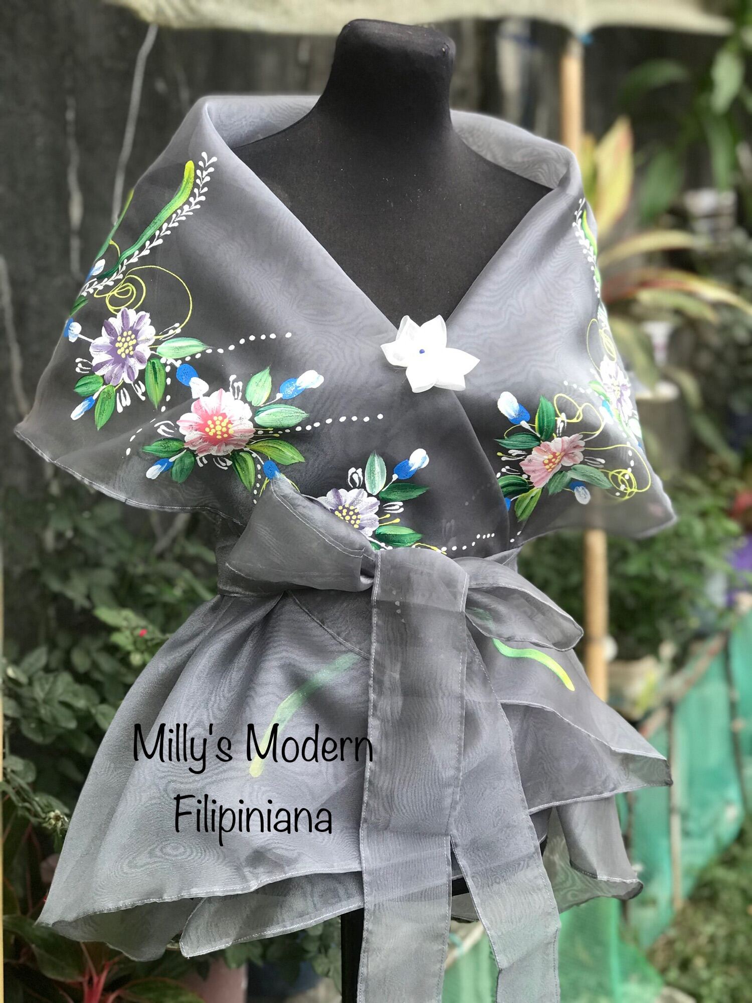 Filipiniana wrapped around / Alampay (gray) | Lazada PH