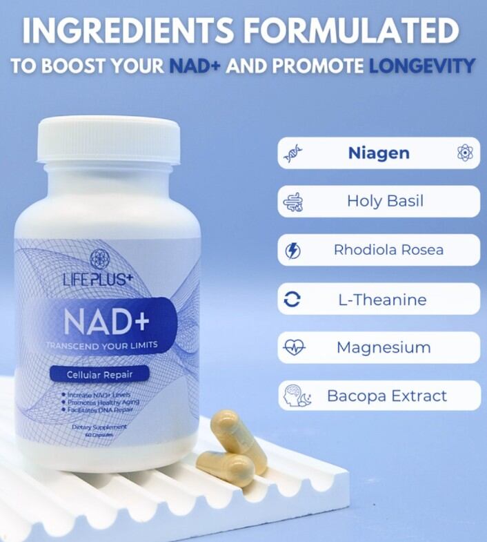 LIFEPLUS NAD+ Cellular Repair Capsules. Formulated from USA. 60 ...