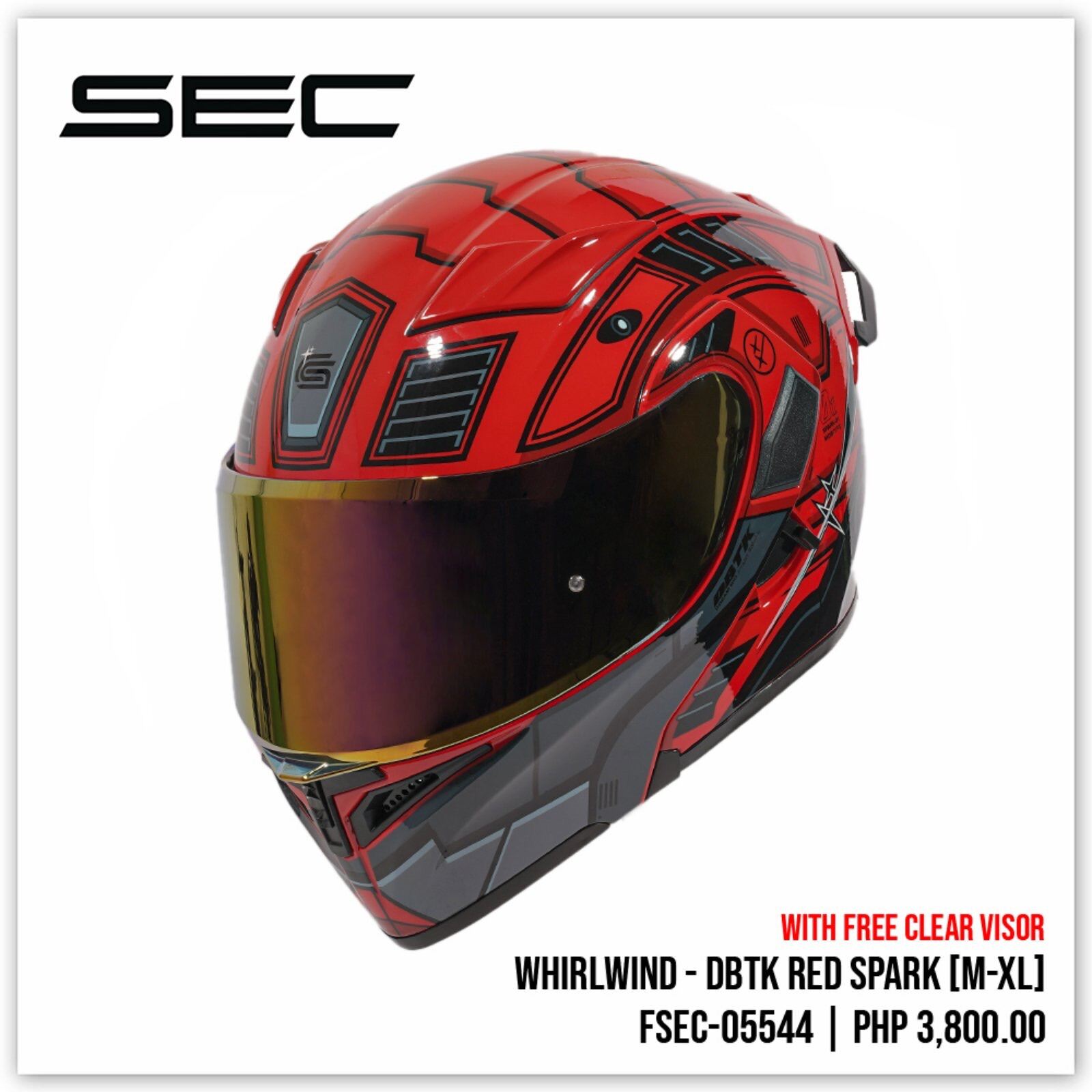 sec whirlwind DBTK modular & dual visor helmet with FREE CLEAR VISOR ...