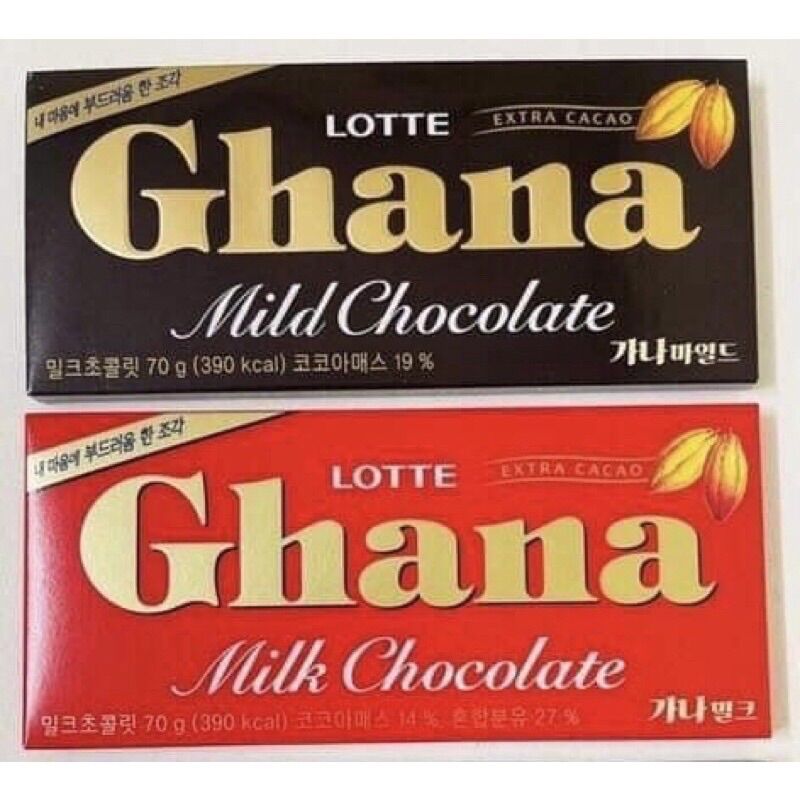 🇰🇷 BUY 2 Lotte Ghana Milk & Mild Chocolate 70g | Lazada PH
