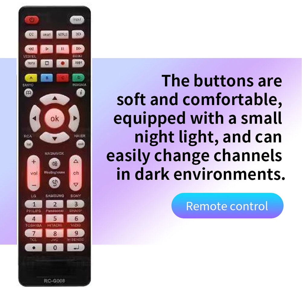RC-G008 Replcement Remote Control for All models and brands TV with ...