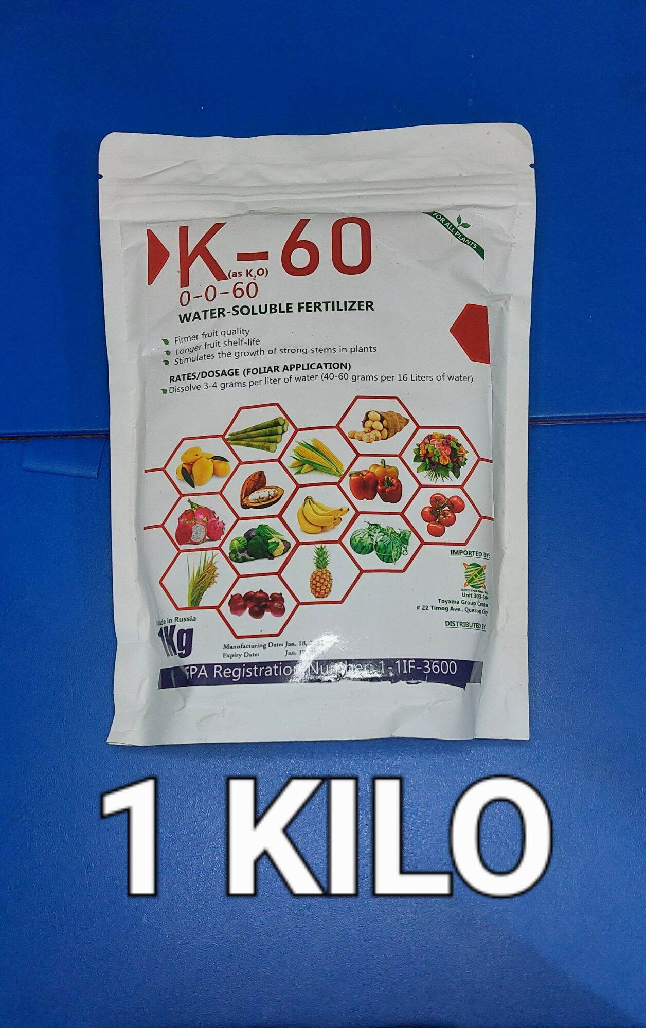 K-60 (1 Kilo) Water Soluble Potash for Foliar Application by Zetryl ...