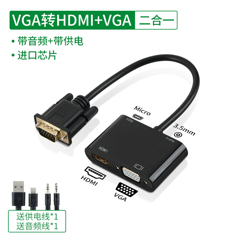 VGA to HDMI to VGA Converter Hami HD VDA Adapter VJA Cable HDIM Female ...