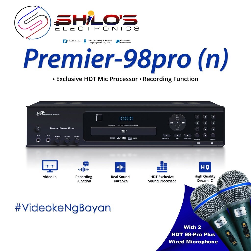 HDT Premier-98Pro (N) karaoke player with two wired microphone | Lazada PH