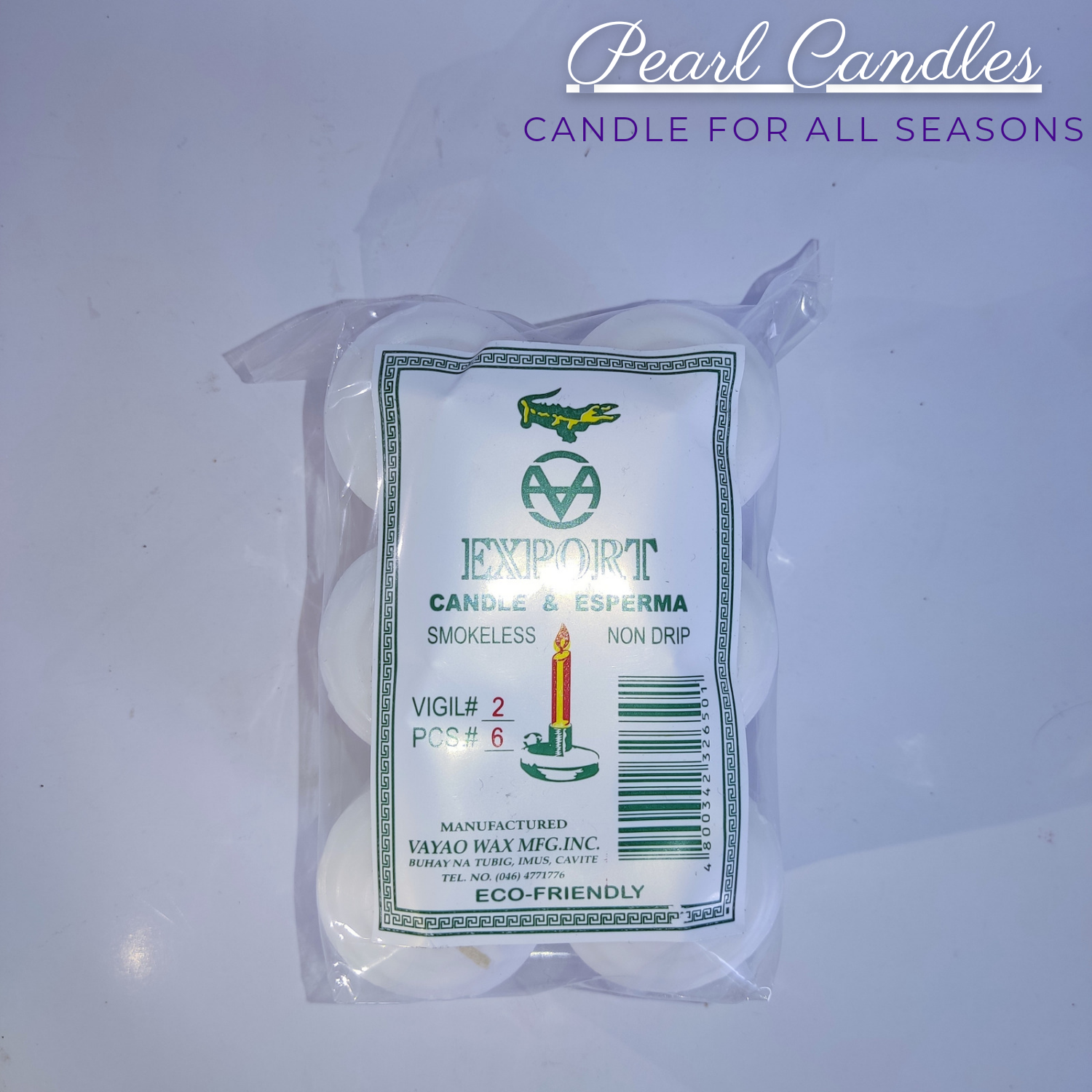 V2x6 Export Vigil White Candle Dripless and Smokeless (4.5hrs burn time ...