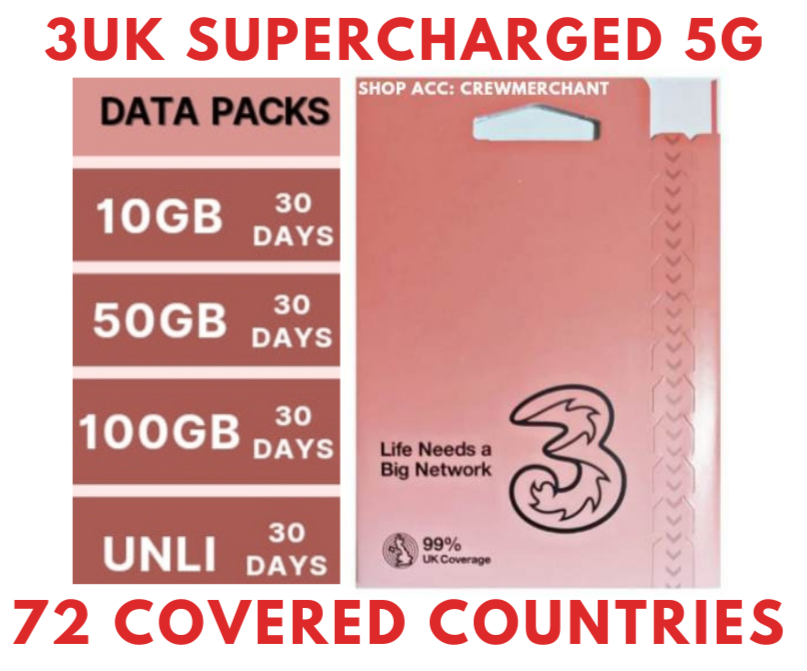 3uk Supercharged 5g Data sim card for Europe and 72 countries | Lazada PH