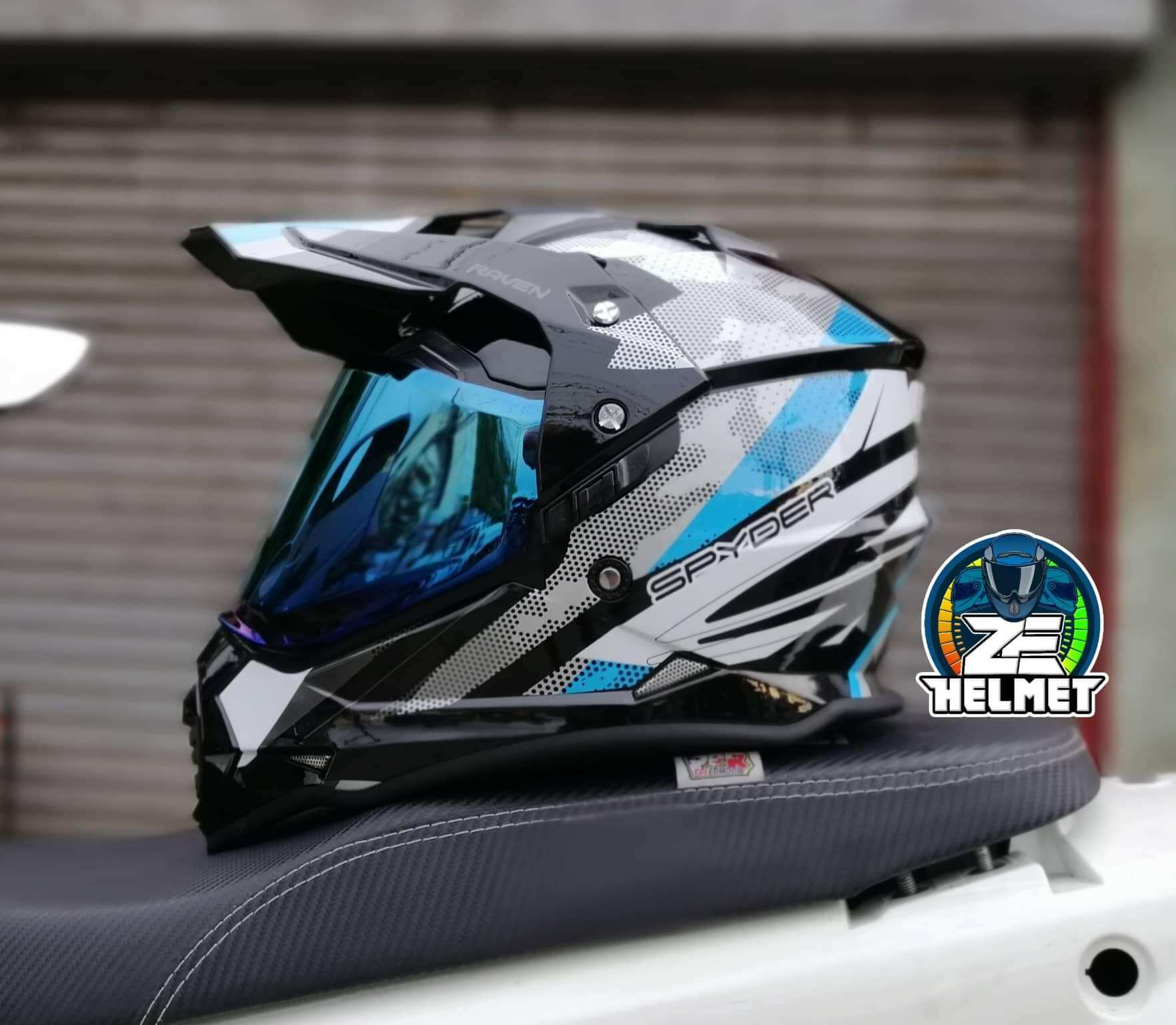 SPYDER HEX 2 RAVEN S5 MOTARD BLACK BLUE WHITE | Lazada PH