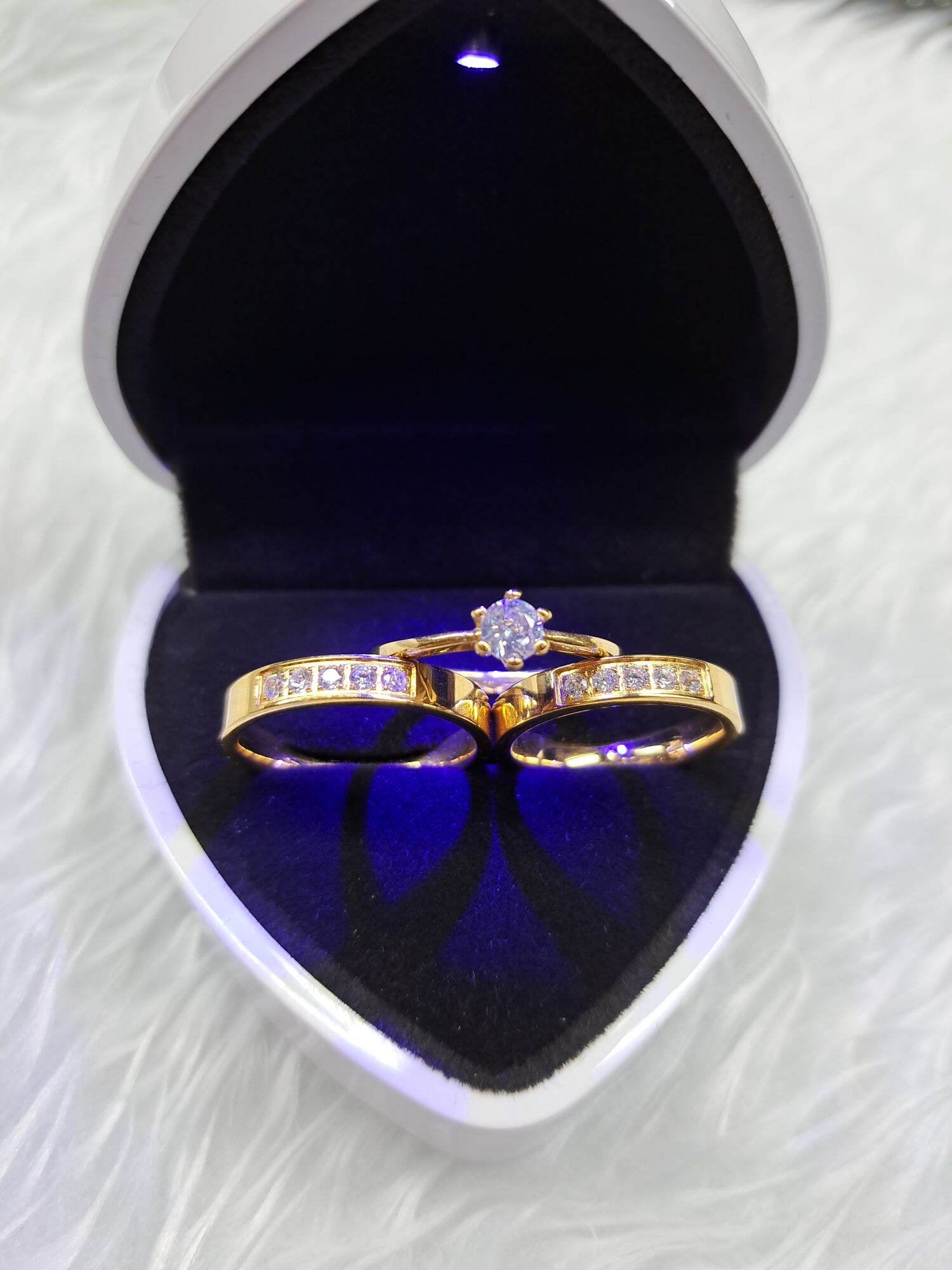Wedding Ring&Engagement Ring Set High Quality Free Engrave Name ...