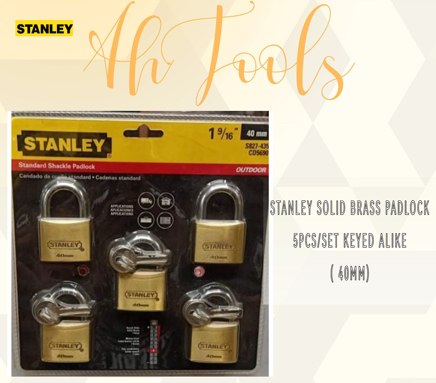 STANLEY Solid Brass Padlock # 827-435 40mm | Lazada PH