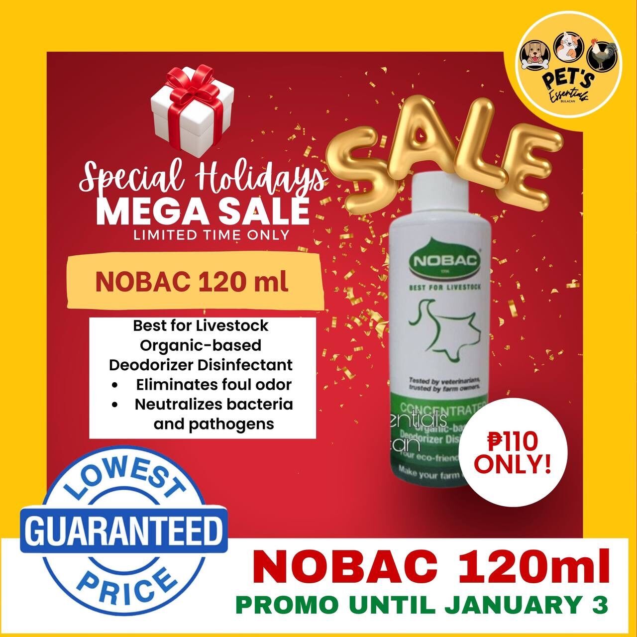 NOBAC - 100ml Organic-Based Deodorizer-Disinfectant | Lazada PH