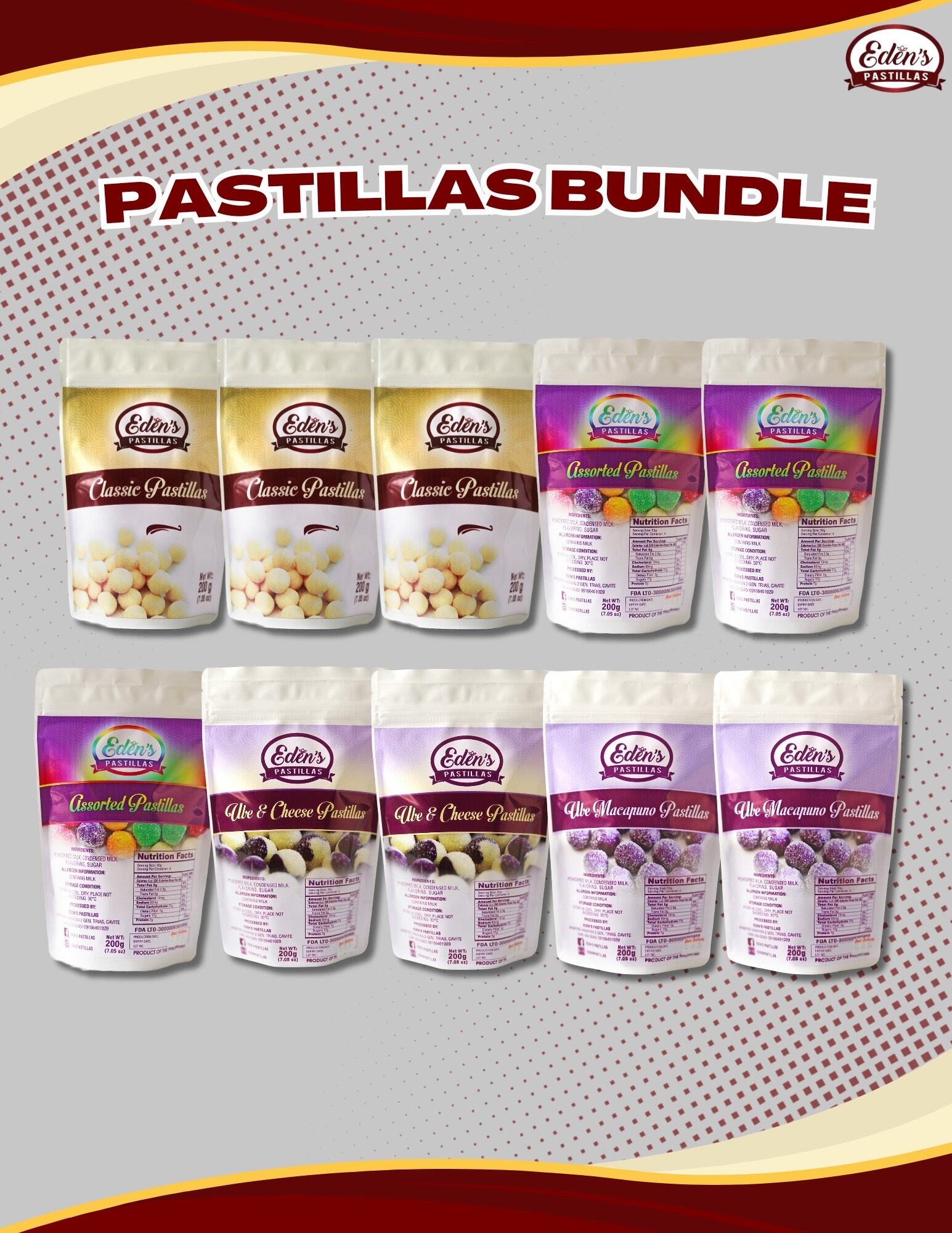 Eden's Pastillas Bundle of 10 Set D (3 Assorted,3 Classic,2 Ube,2 Ube ...