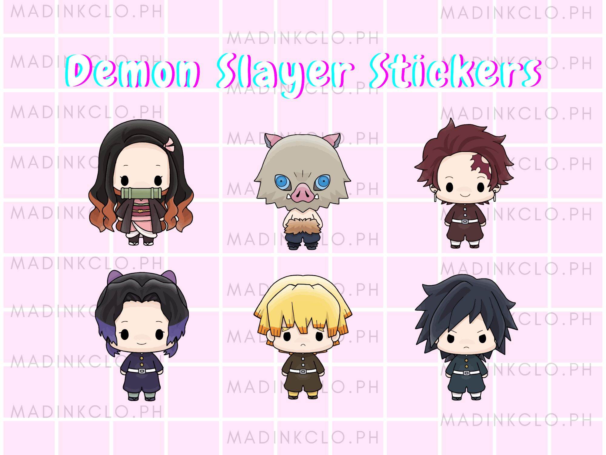 Demon Slayer Anime SET Chibi Waterproof Vinyl Stickers - Die Cut ...