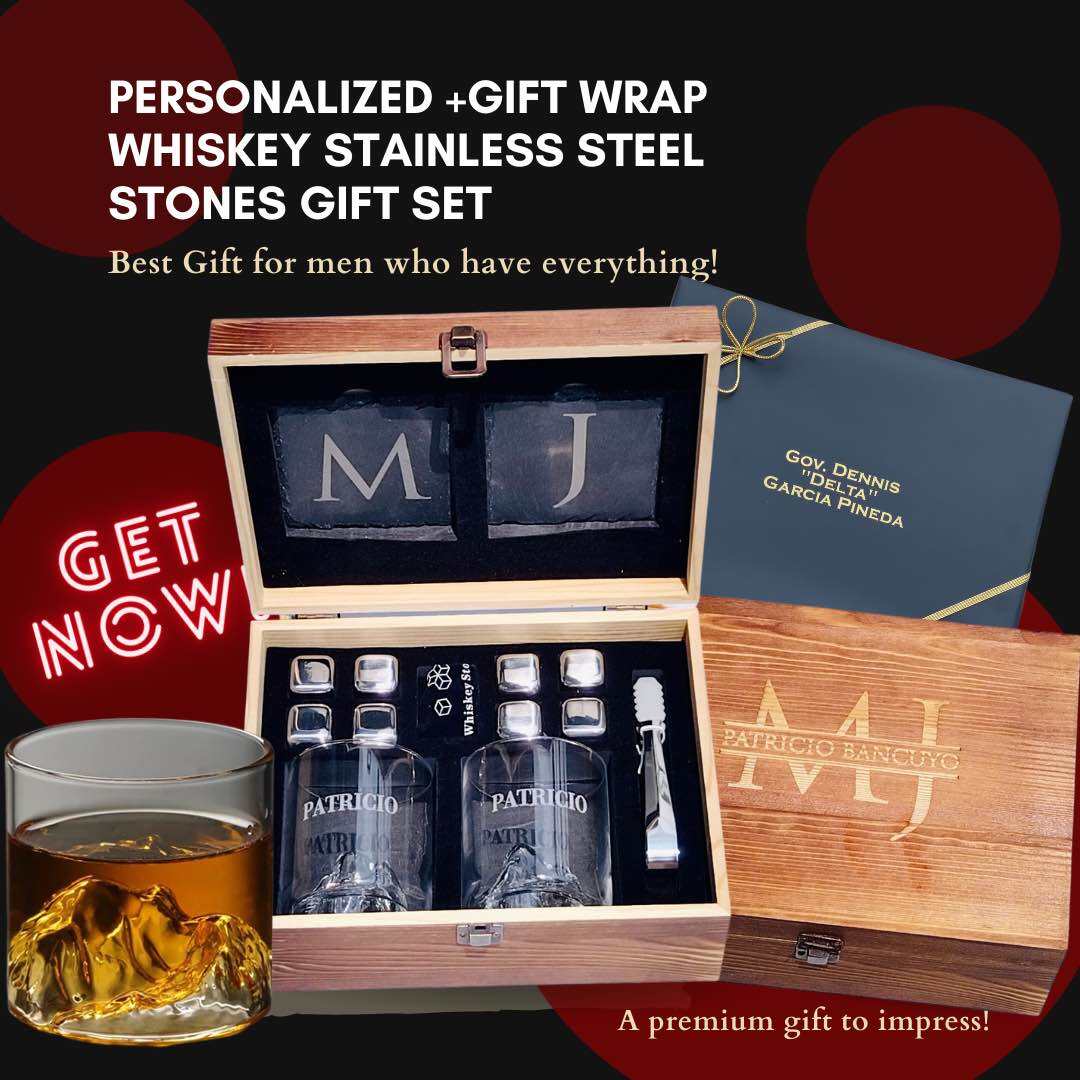 PERSONALIZED Whiskey Set Gift Set Whiskey Glass Set Stainless Steel ...