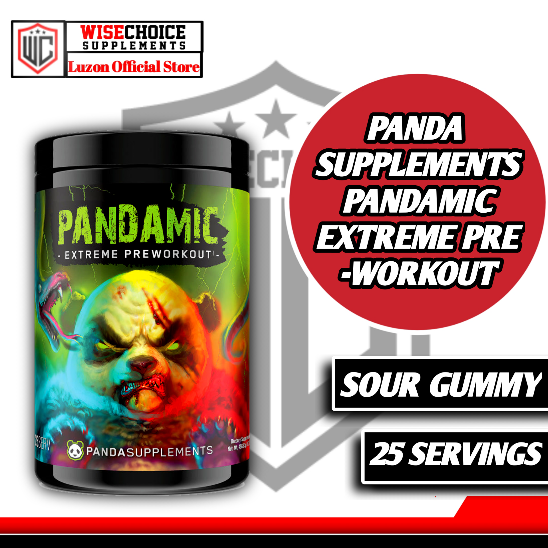 Panda Supplements Pandamic Extreme Pre Workout 25 servings Sour Gummy ...