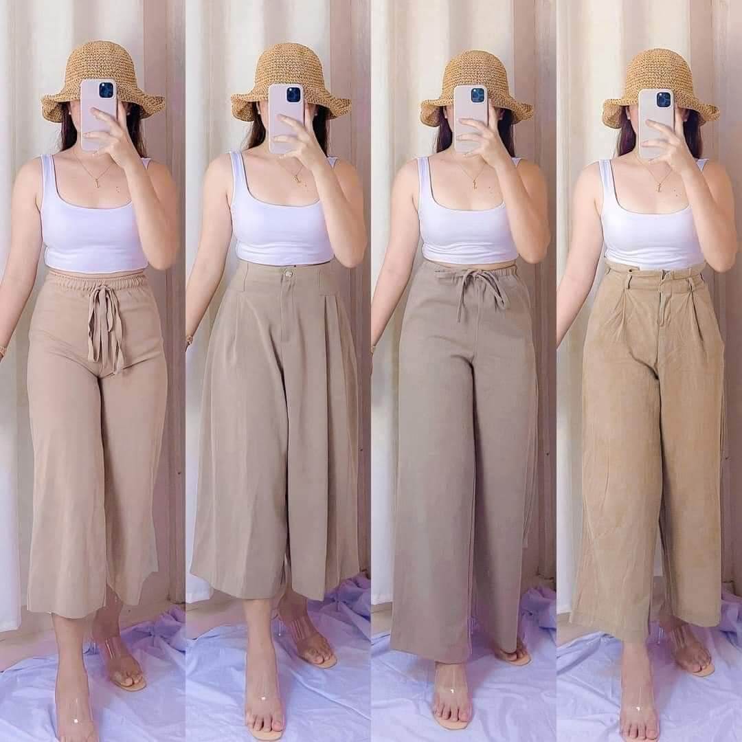Trendy Cotton Squarepants Wideleg Mix Trouser Highwaist|Midwaist Pants ...