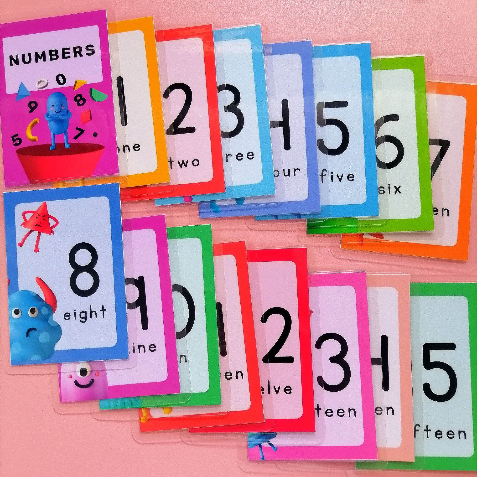 (16pcs) COUNTING NUMBERS 1-15 Flashcards for kids, Laminated Flash ...