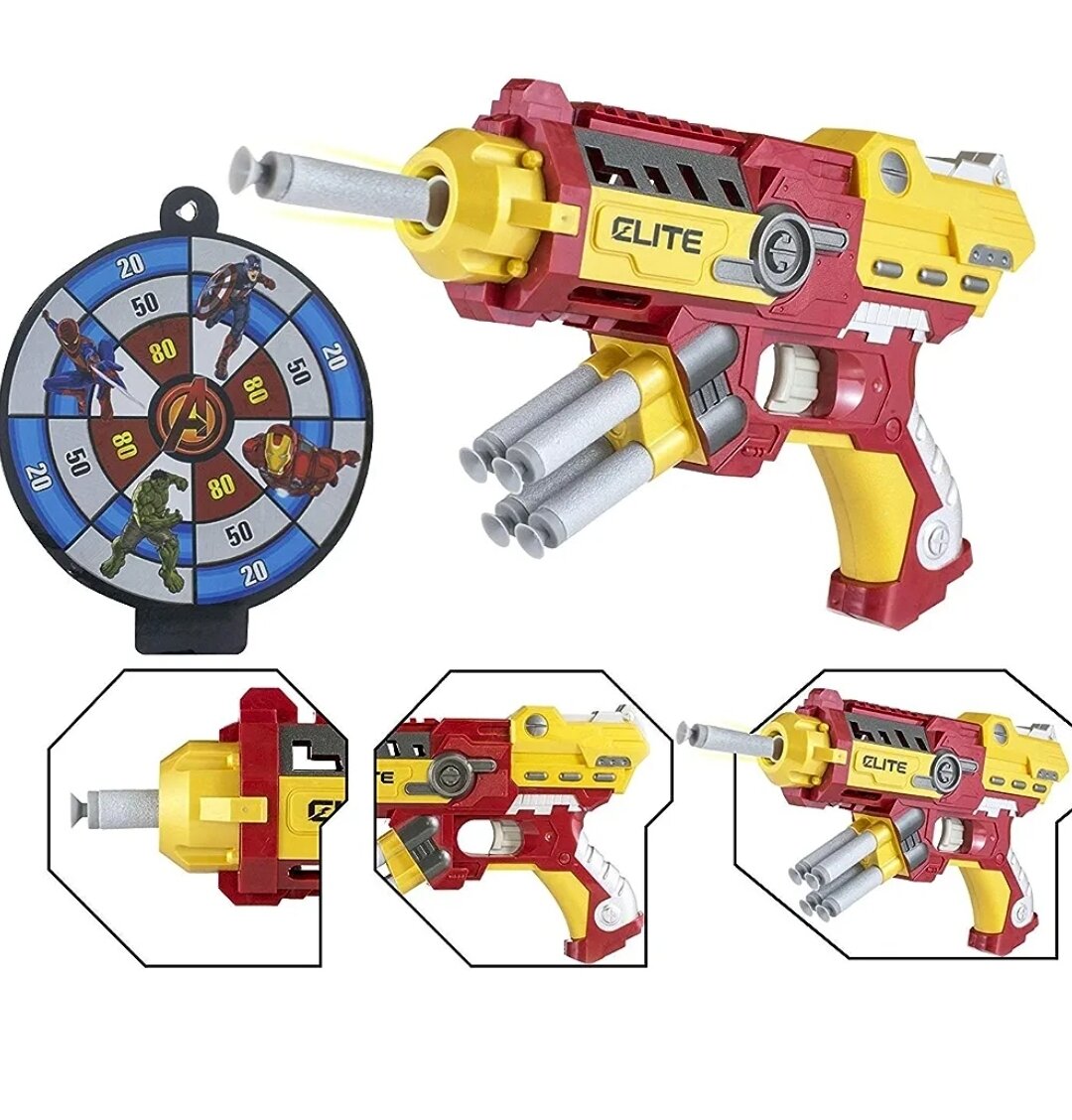 AVENGERS IRONMAN NERF GUN Super Hero Iron Man Suction Bullet Blaster ...