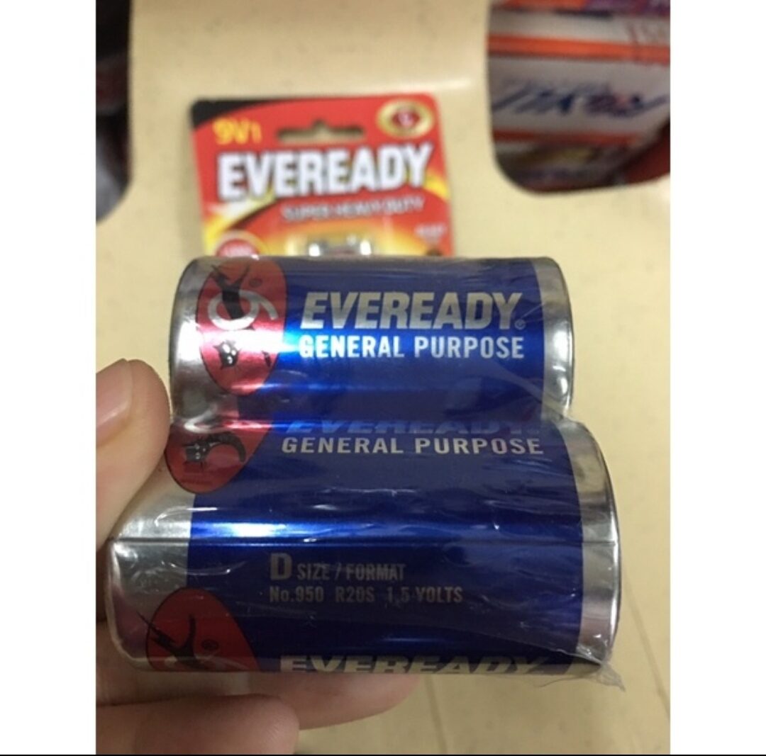 original eveready batteries: 1.5v, black/blue: D” ,C”, 2AA, 3AAA, 9V ...