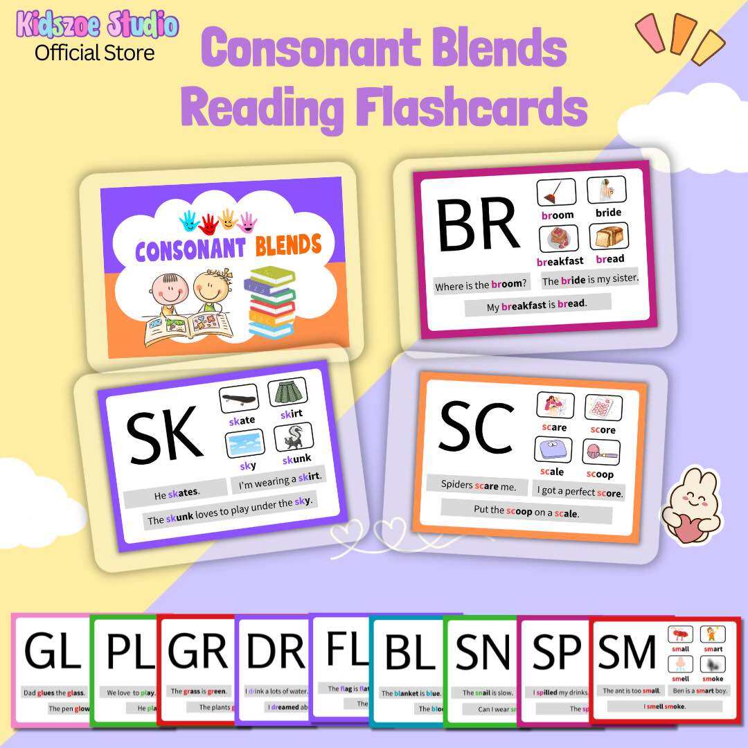 Consonants blending sounds reading flashcards educational books ...