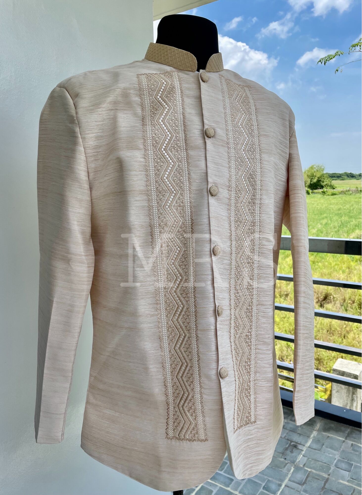Zigzag Piña Coat Barong With Collar Design