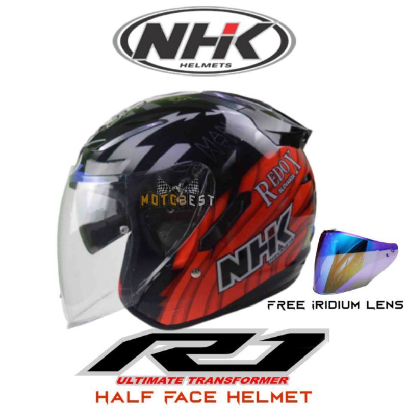 NHK R1 MotoGp Half Face Helmet Free Rainbow Visor Lazada PH
