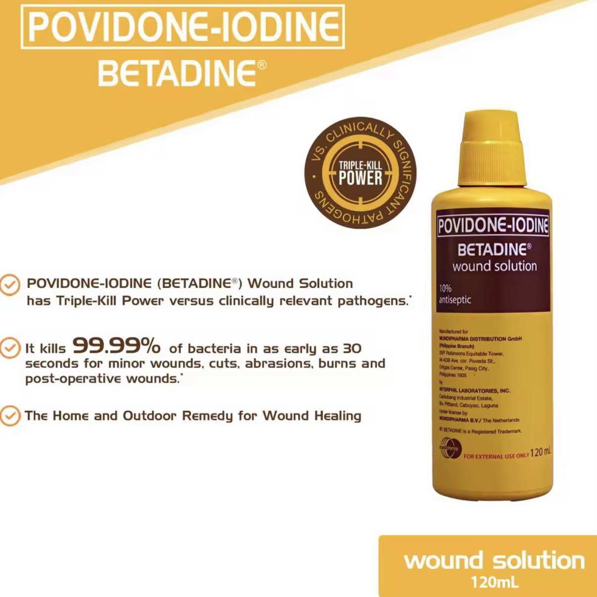 BETADINE (Povidone-Iodine) Wound Solution 120ml | Lazada PH