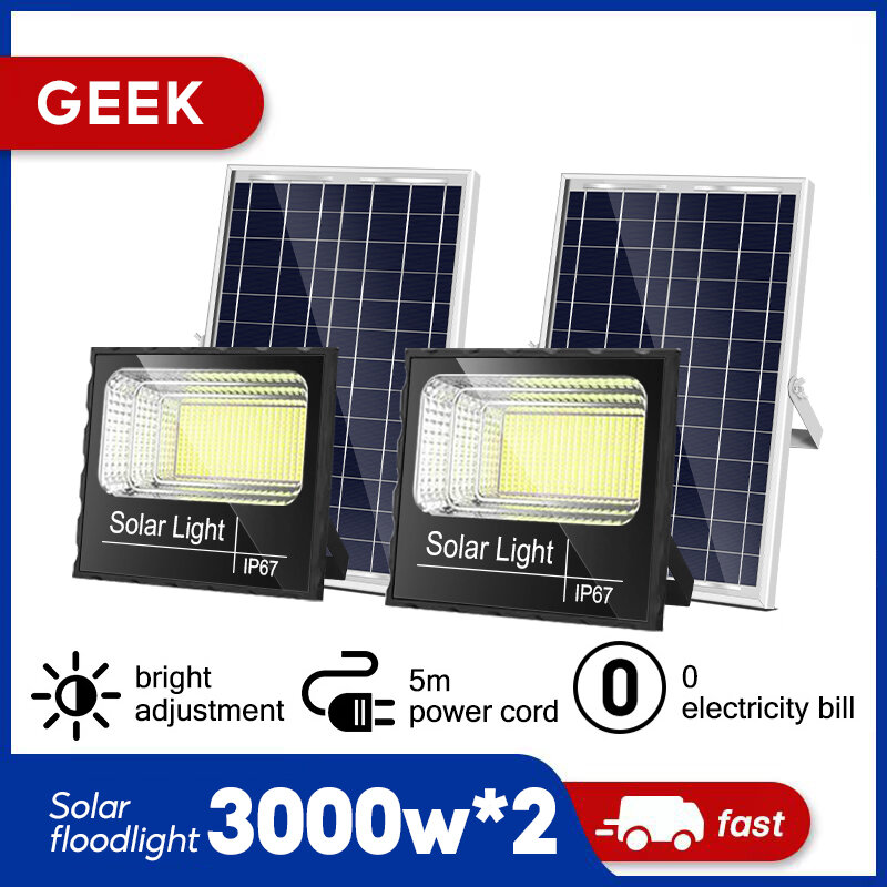GEEK Solar Floodlight 3000W Solar light Outdoor waterproof garden light ...