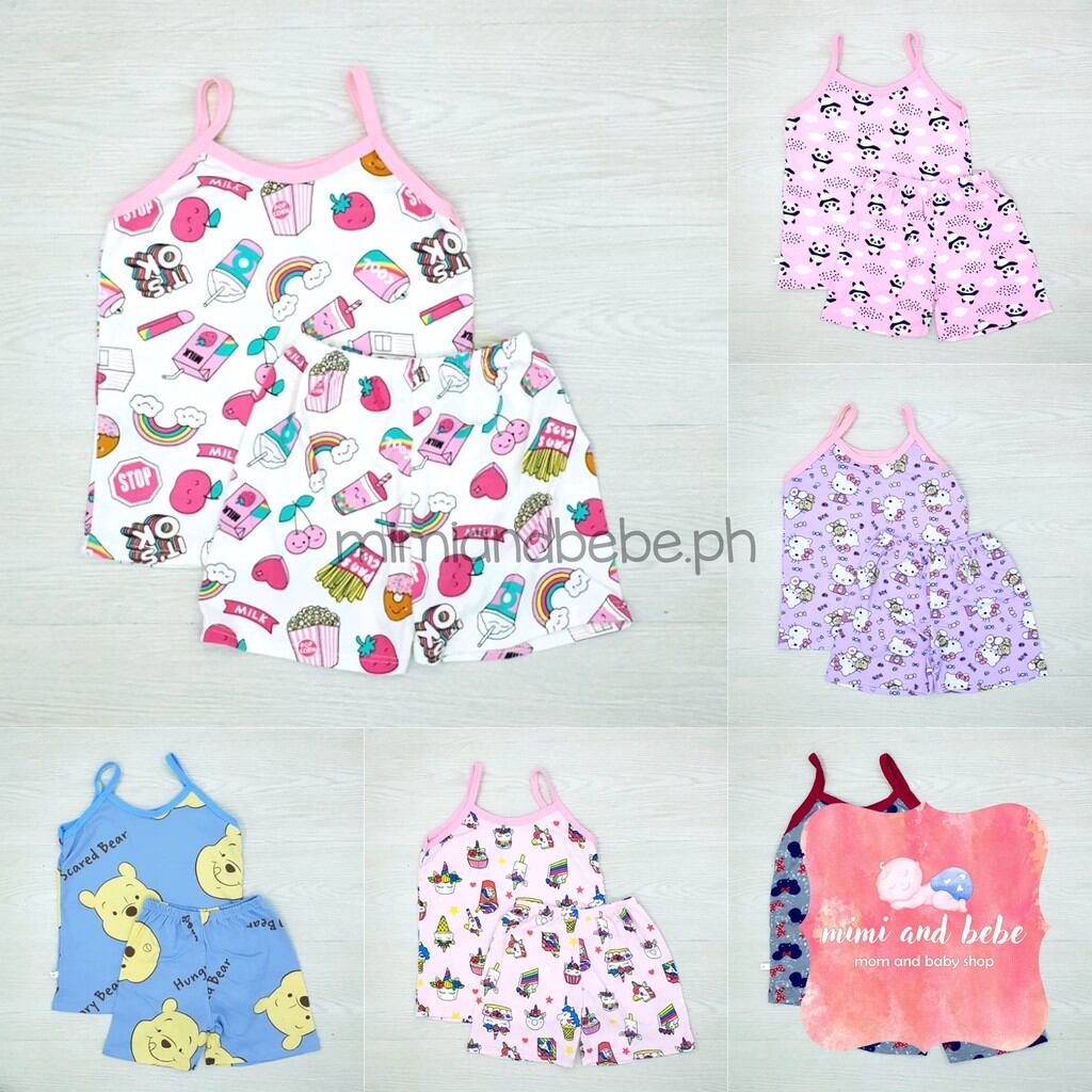 KIDS GIRL SPAGHETTI STRAP AND SHORT TERNO FOR GIRLS SET