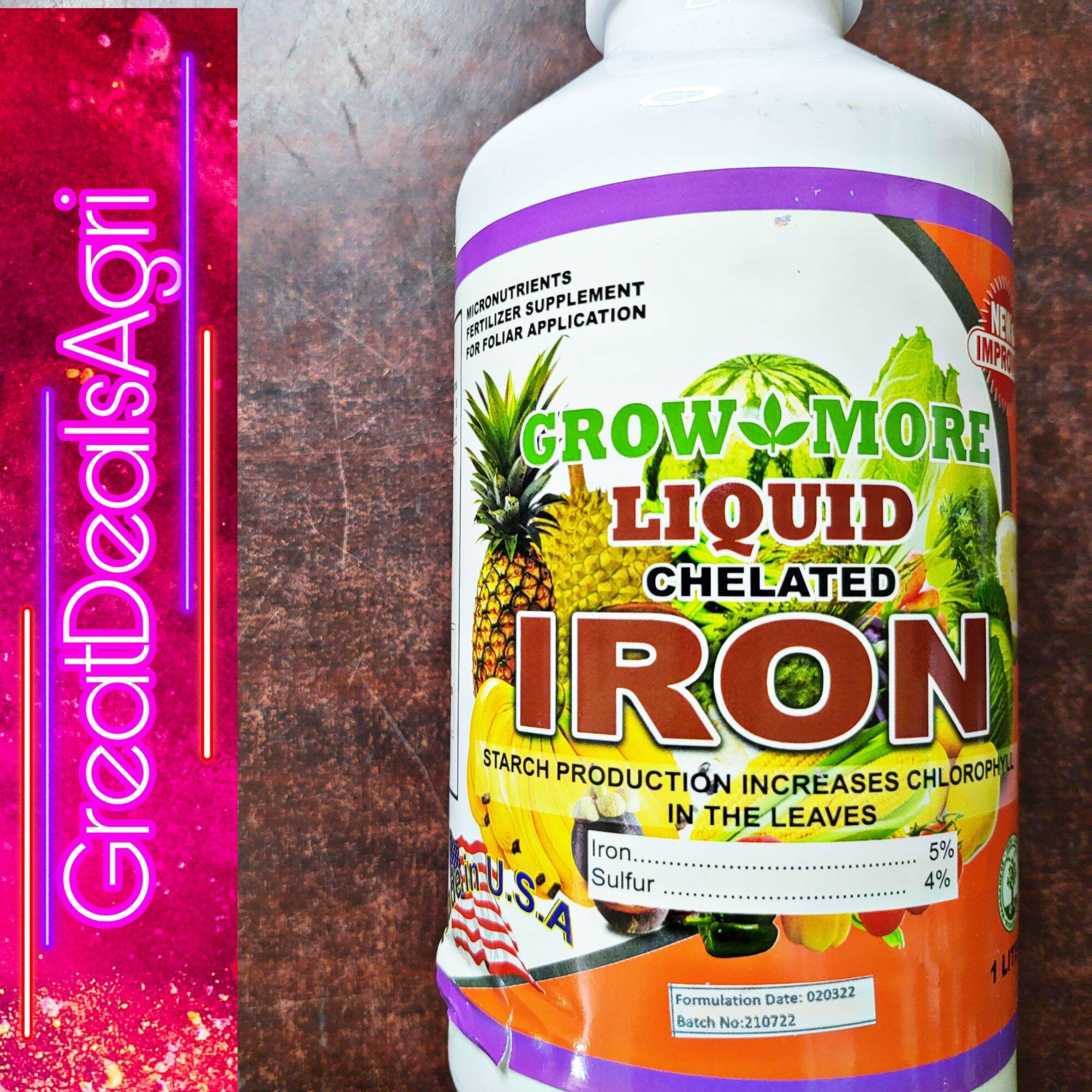 LIQUID CHELATED IRON FERTILIZER (1 LITER) GROW MORE | Lazada PH