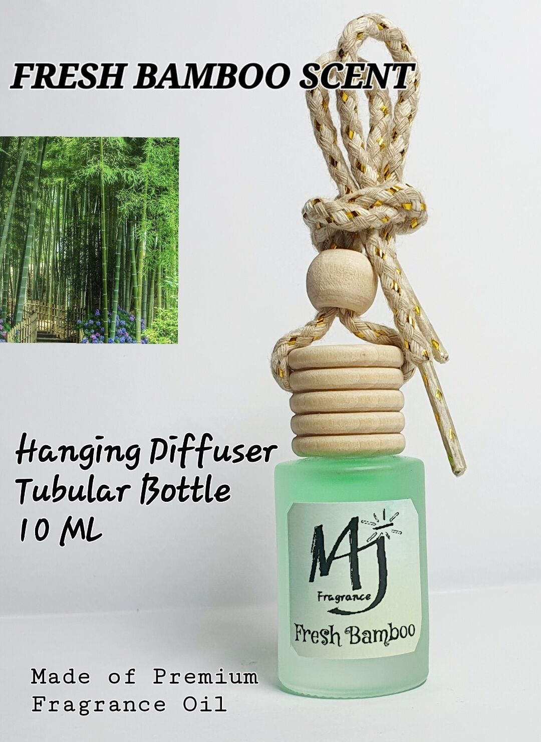 HANGING DIFFUSER / CAR FRESHENER / FRESH BAMBOO SCENT / TUBULAR BOTTLE ...
