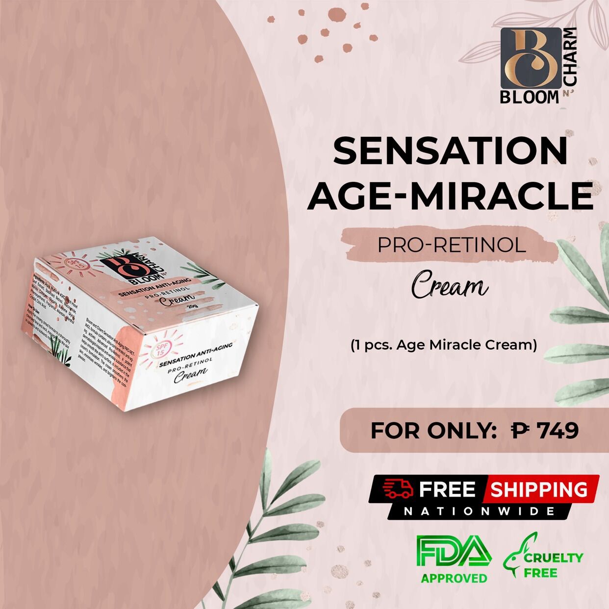 Bloom N’ Charm Sensation age Miracle Pro Retinol SPF 15 | Lazada PH